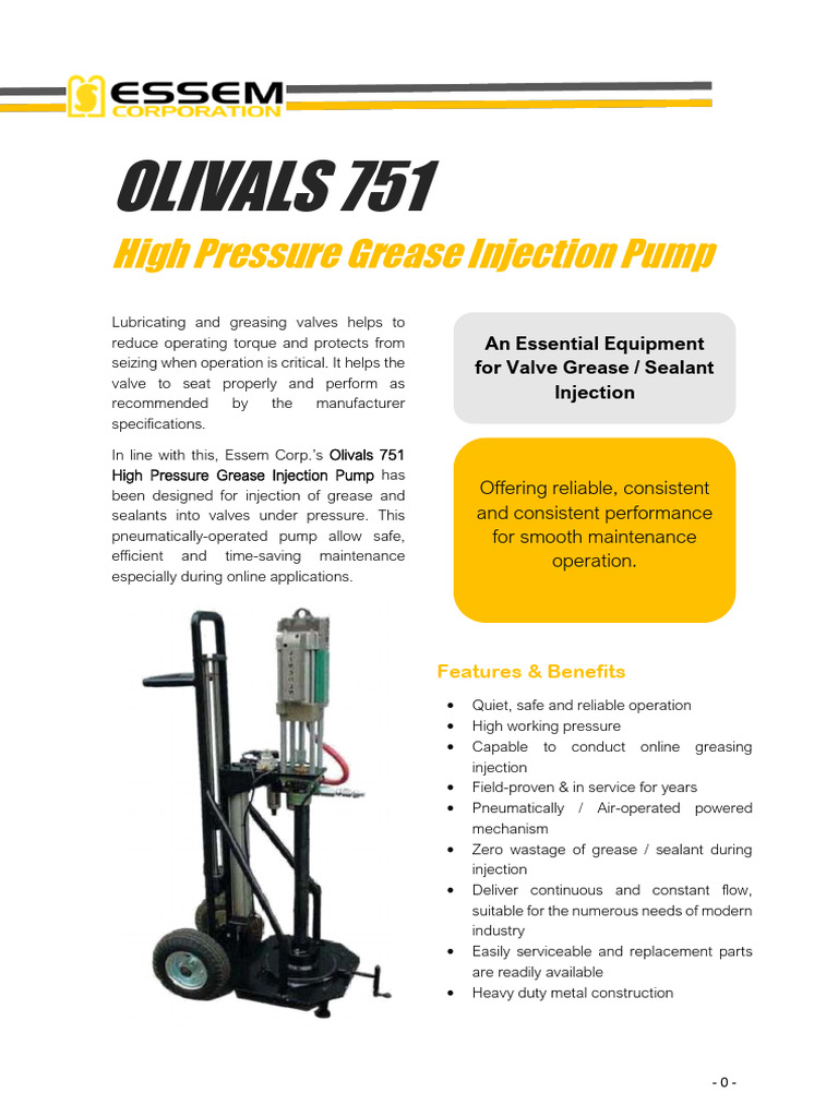 Olivals 751 High Pressure Grease Pump | PDF | Pump | Valve
