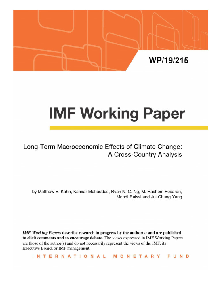 IMF 2019 Working Paper | PDF | Economic Growth | Climate Change
