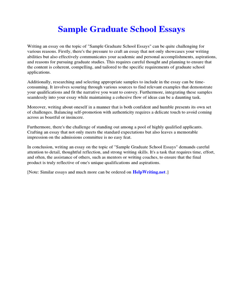 Sample Graduate School Essays | PDF | Cognitive Therapy | Cognitive ...
