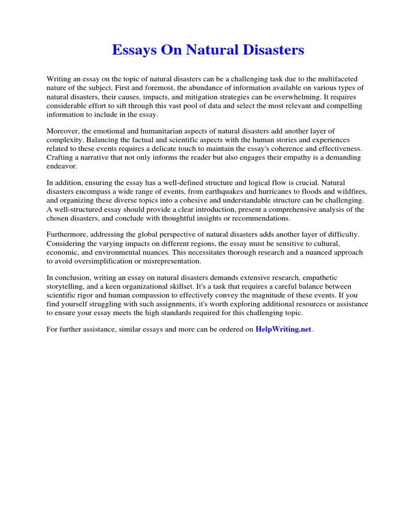 Essays On Natural Disasters | PDF | The Simpsons | Essays
