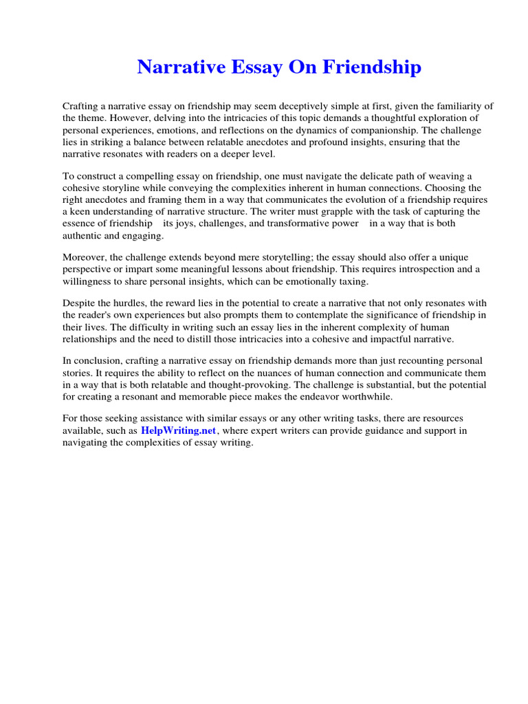 Narrative Essay On Friendship | PDF | Narrative | Cybercrime
