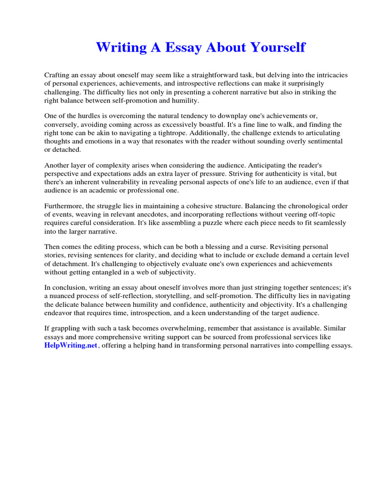 Writing A Essay About Yourself | PDF