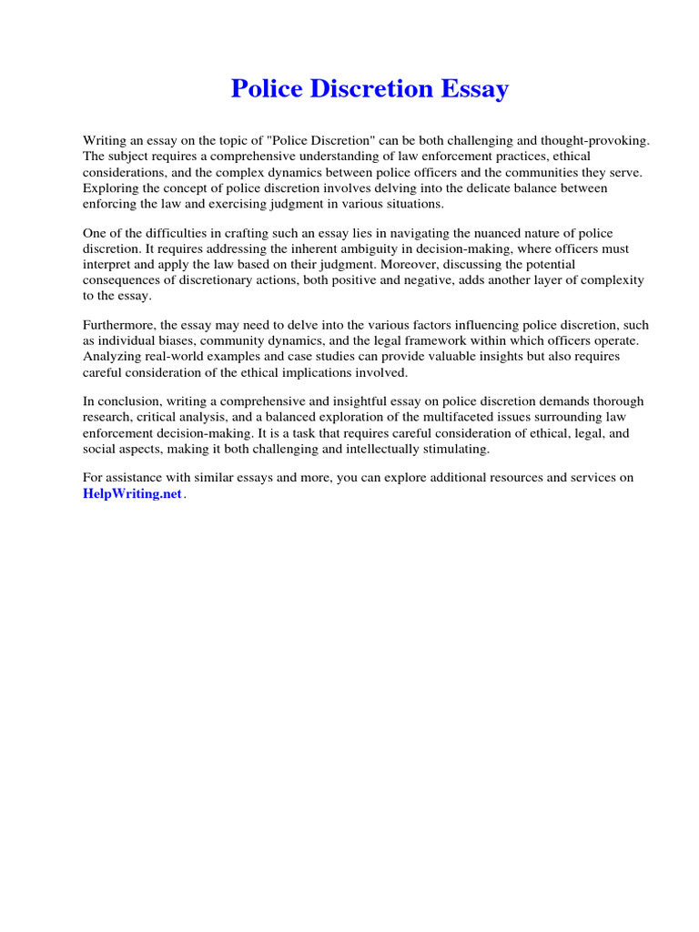 Police Discretion Essay | Download Free PDF | Internet | Discretion