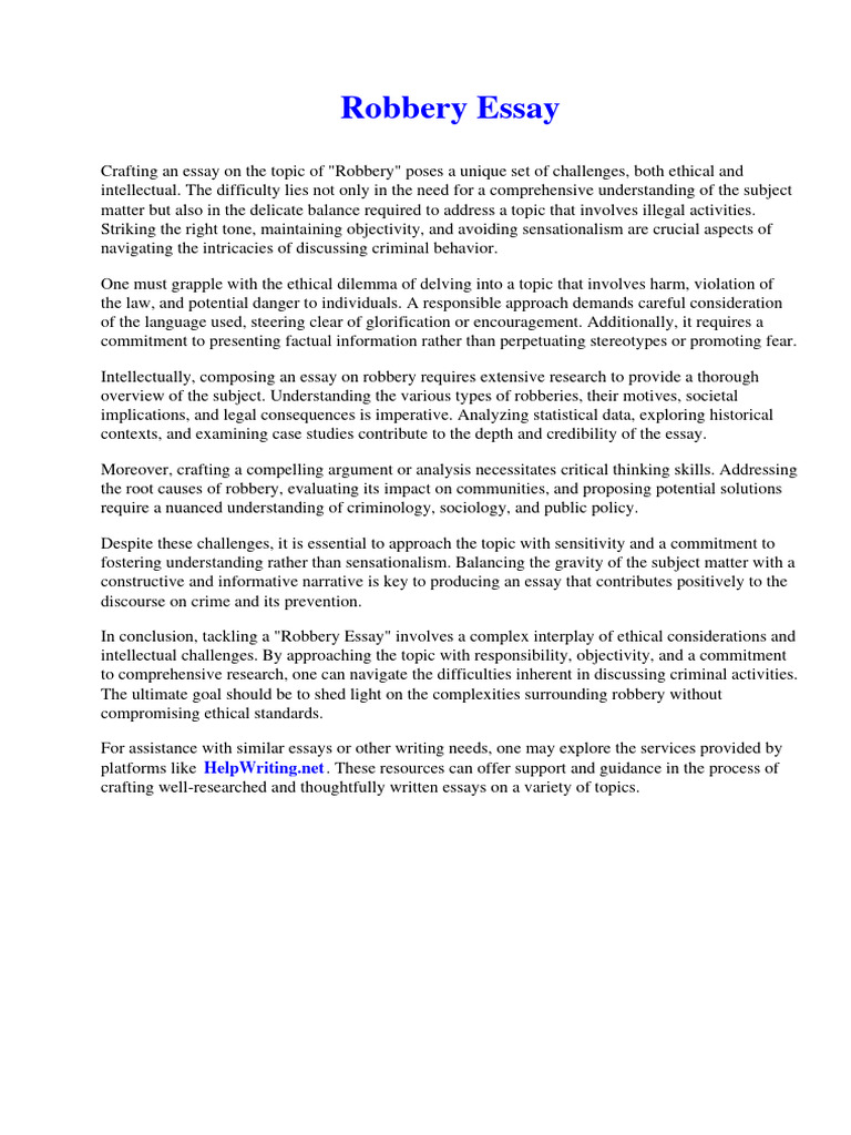 Robbery Essay | Download Free PDF | Physical Sciences | Chemistry