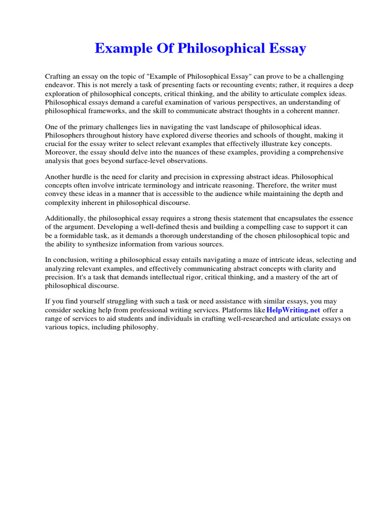 Example of Philosophical Essay | PDF
