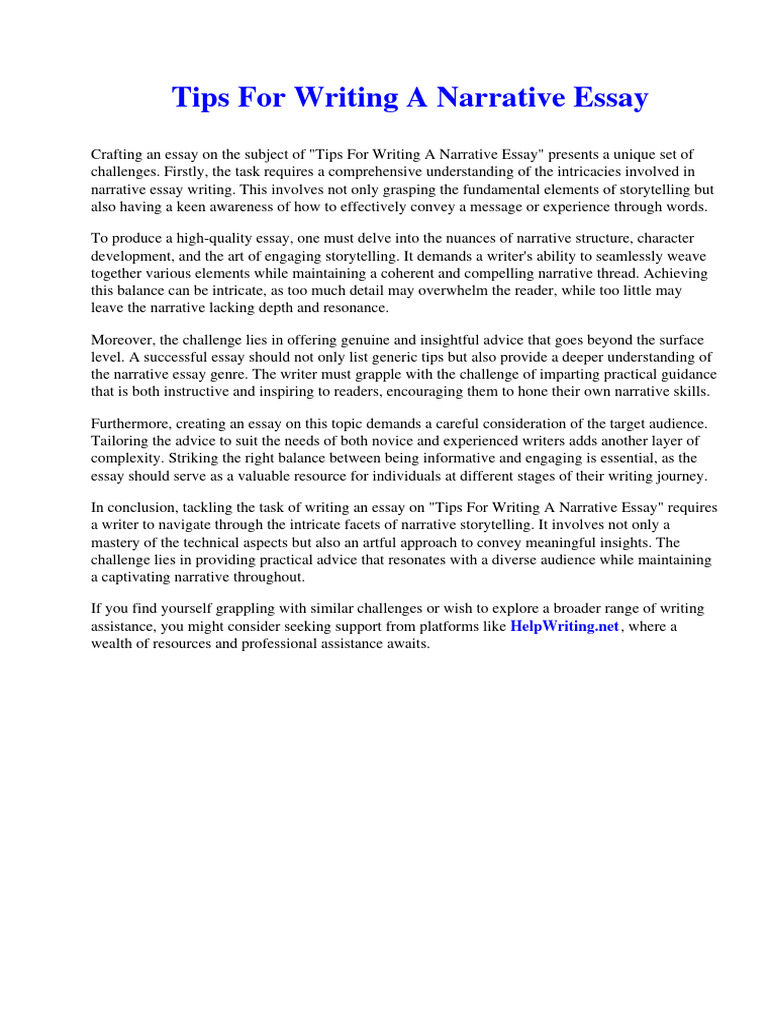 Tips For Writing A Narrative Essay | PDF