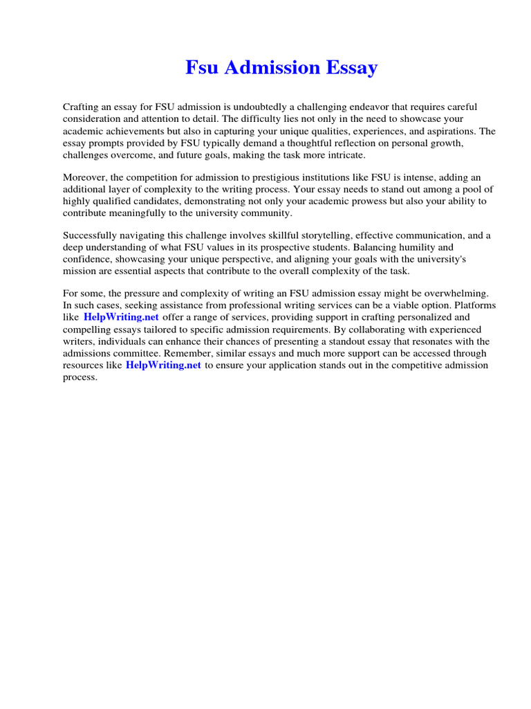 Fsu Admission Essay | PDF | Economies