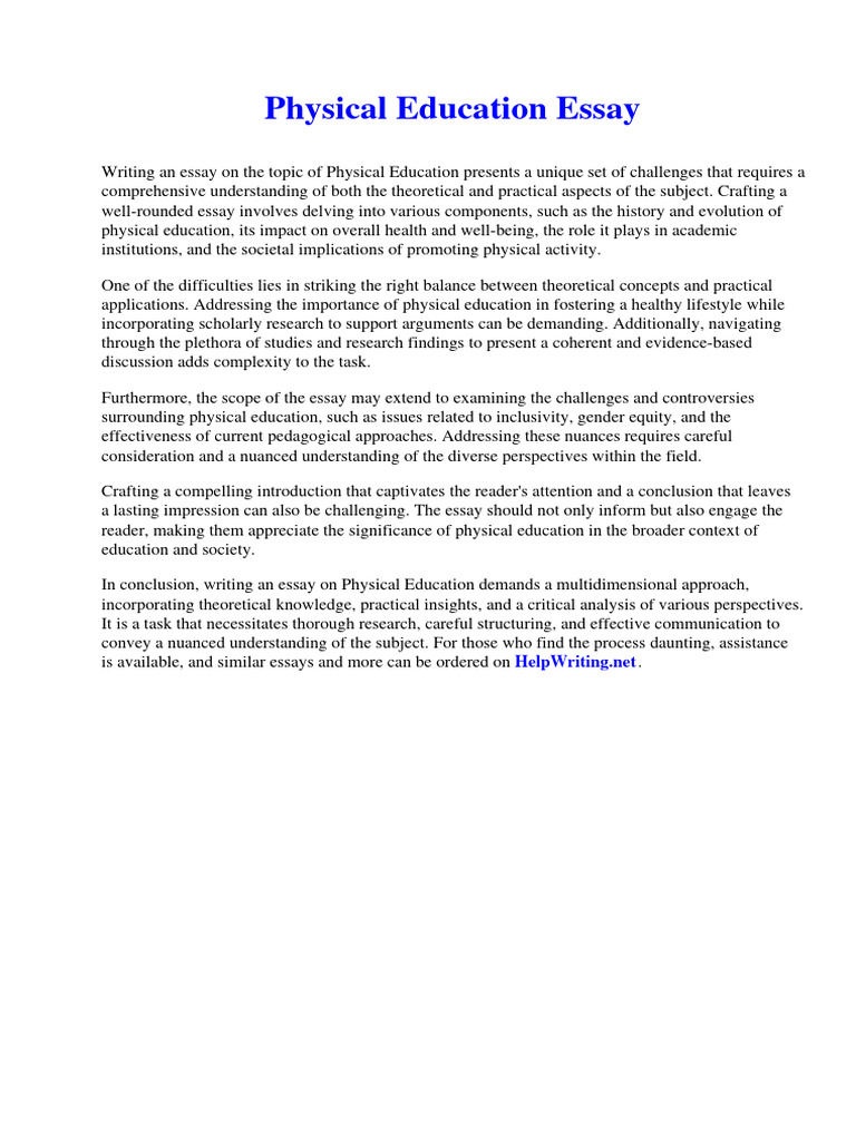 Physical Education Essay | Download Free PDF | Jewellery | Essays