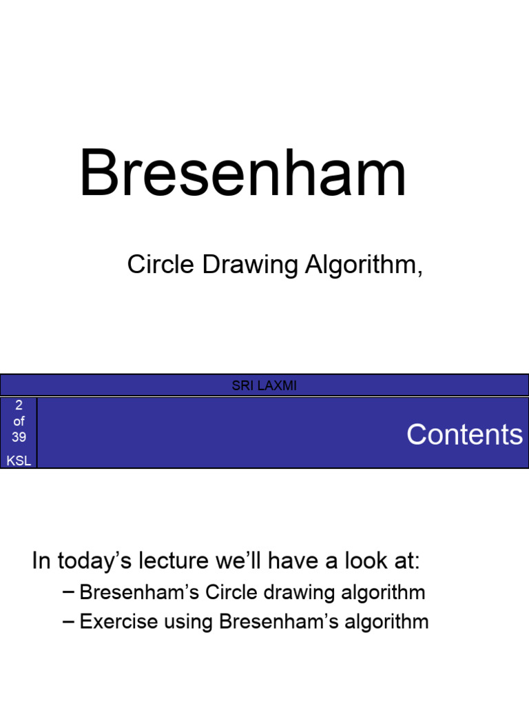 Bresenhams Circle Alg Pdf Algorithms Computer Science 7405