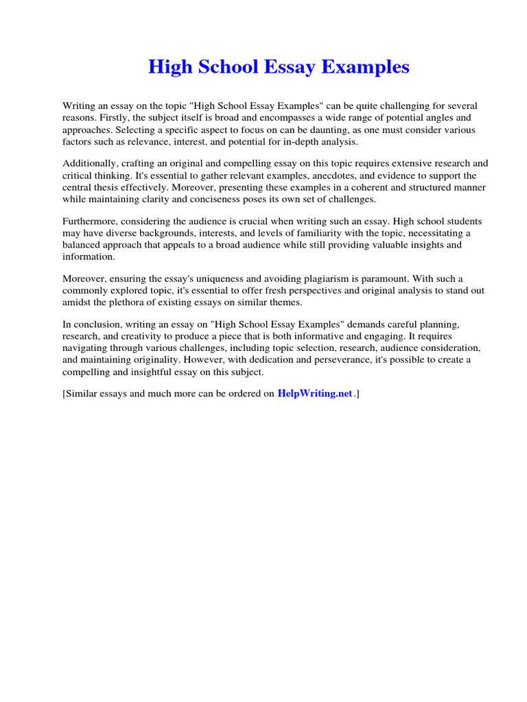 High School Essay Examples | PDF | Essays | Meteorology