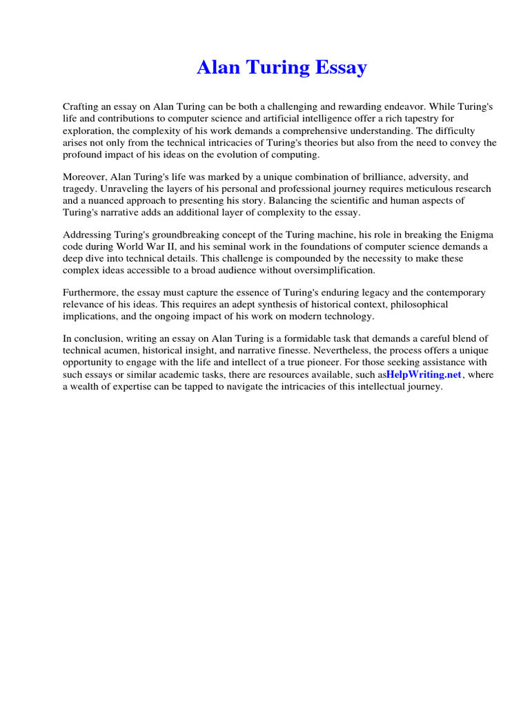 Alan Turing Essay | PDF | Alan Turing | Science