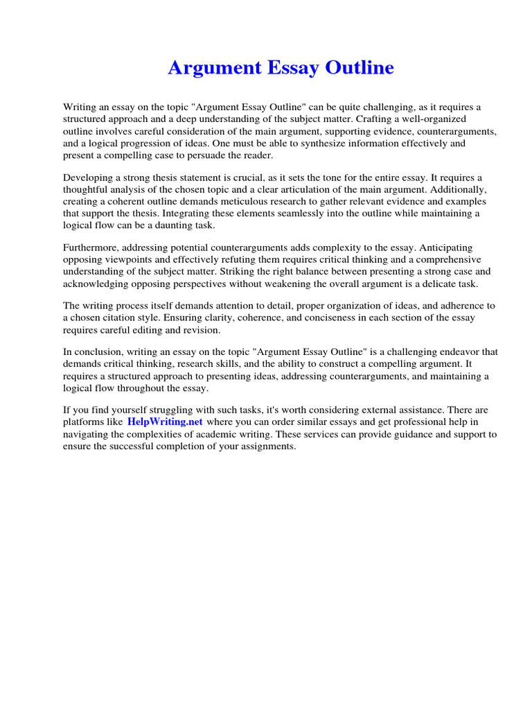 Argument Essay Outline | Download Free PDF | Essays | Occupational ...