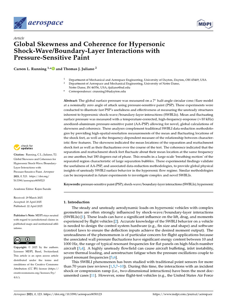 Global Skewness and Coherence For Hypersonic Shock-Wave, Boundary-Layer Interactions With ...