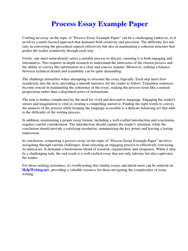 Process Essay Example Paper | PDF | Paradise Lost | Garden Of Eden