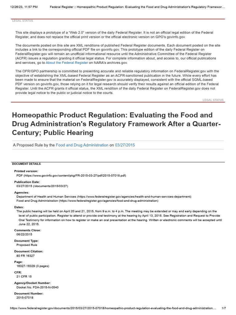 Homeopathic Product Regulation: Evaluating The Food and Drug ... Homeopathic Product Regulation: Evaluating The Food and Drug ...