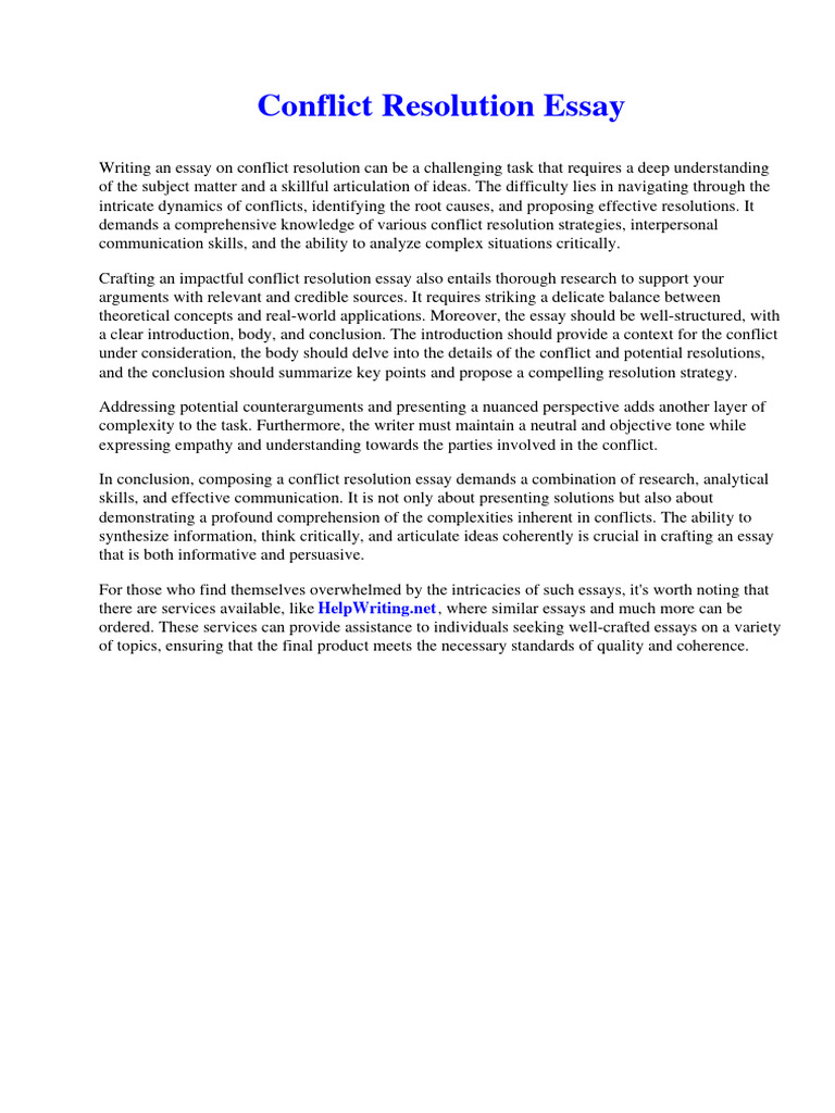 Conflict Resolution Essay | PDF | National Health Service | Marketing