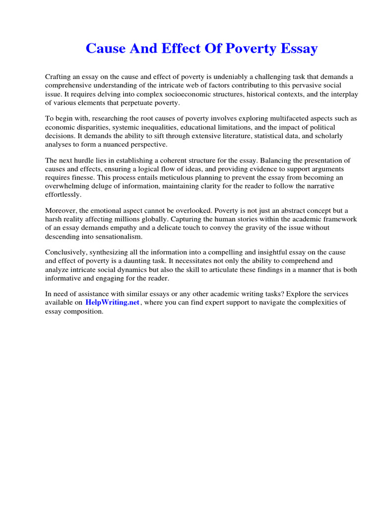 Cause and Effect of Poverty Essay | PDF | Essays | Poverty