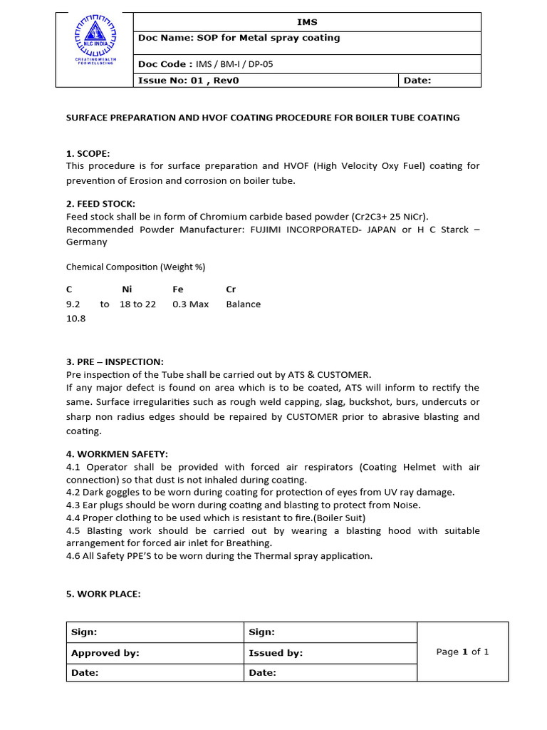 IMS BM-I DP-05 Metal Spray Coating | PDF | Materials | Chemistry