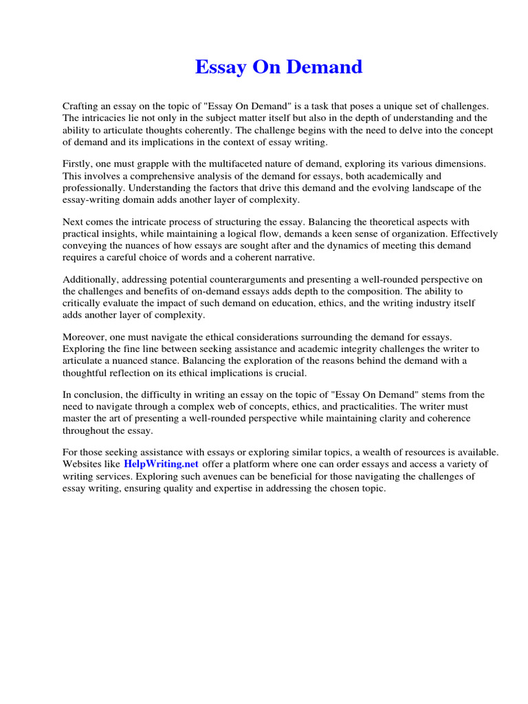 Essay On Demand | PDF | Essays | Santa Claus