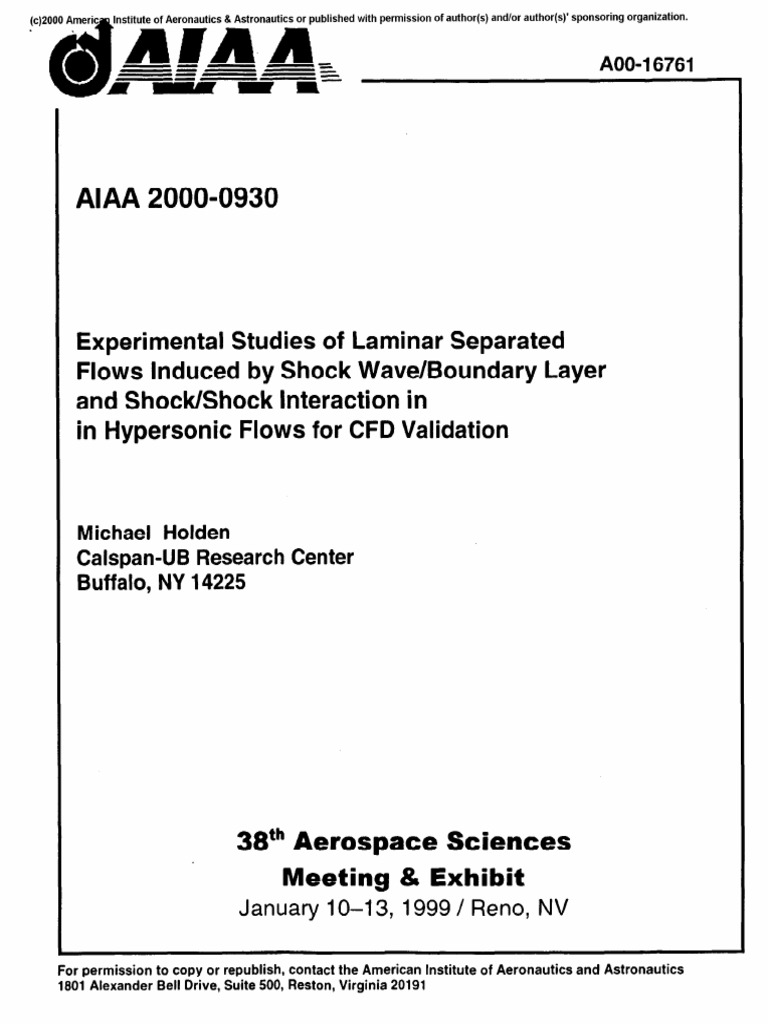 Aiaa 2000-0930 | PDF | Reynolds Number | Navier–Stokes Equations