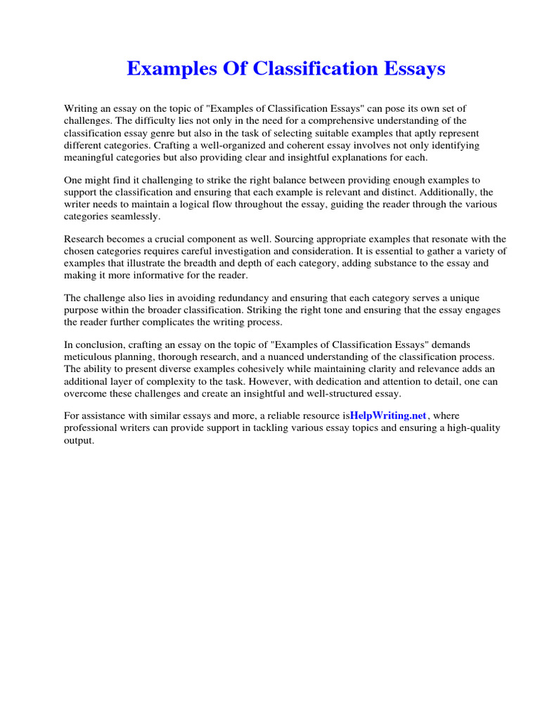 Classification Essay Writing Guide | PDF | Mentorship | Essays