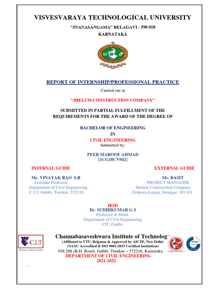 Maroof Internship Report | PDF | Concrete | Road Surface