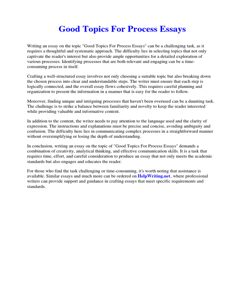 Good Topics For Process Essays | PDF | Communication | Property