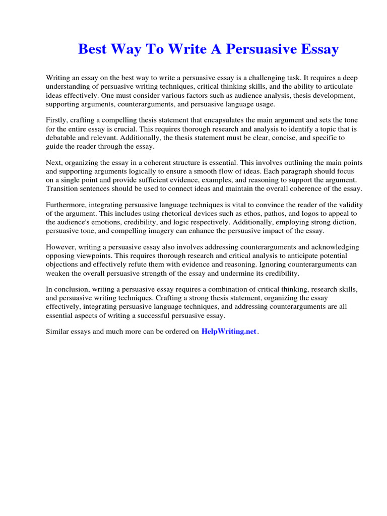 Best Way To Write A Persuasive Essay | PDF | Cannabis (Drug) | Essays