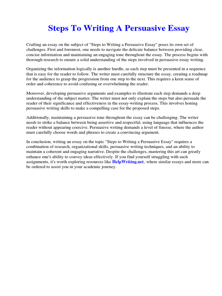 Steps to Writing a Persuasive Essay | PDF | Essays | Menu