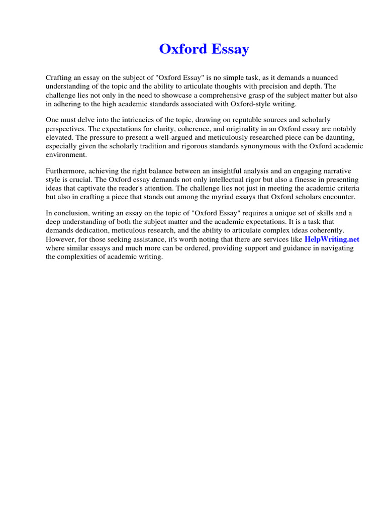 Oxford Essay | PDF