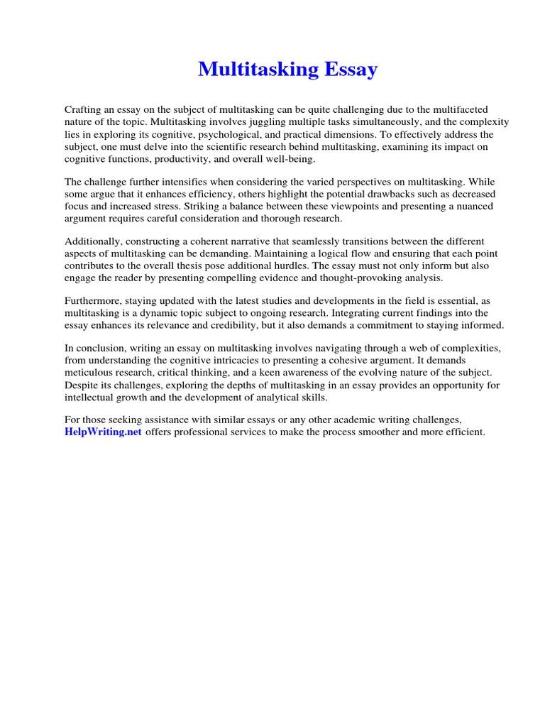 Multitasking Essay | PDF