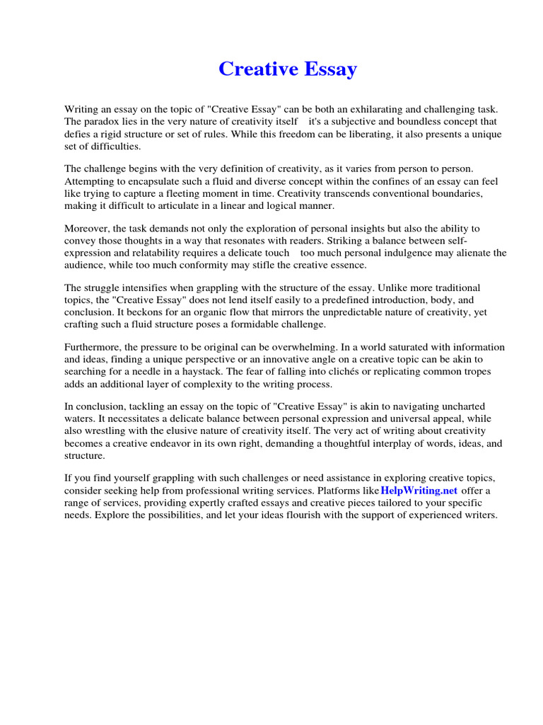Creative Essay | PDF | Essays | Creativity