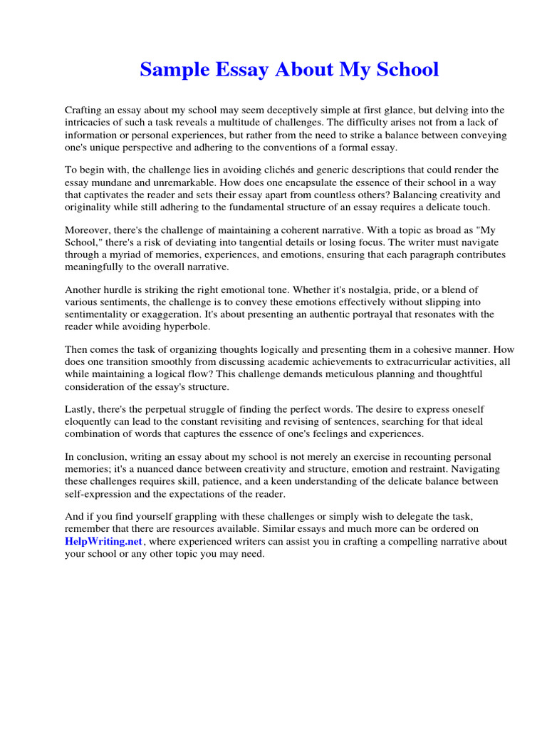Sample Essay About My School | PDF | Jim Crow Laws | Plessy V. Ferguson