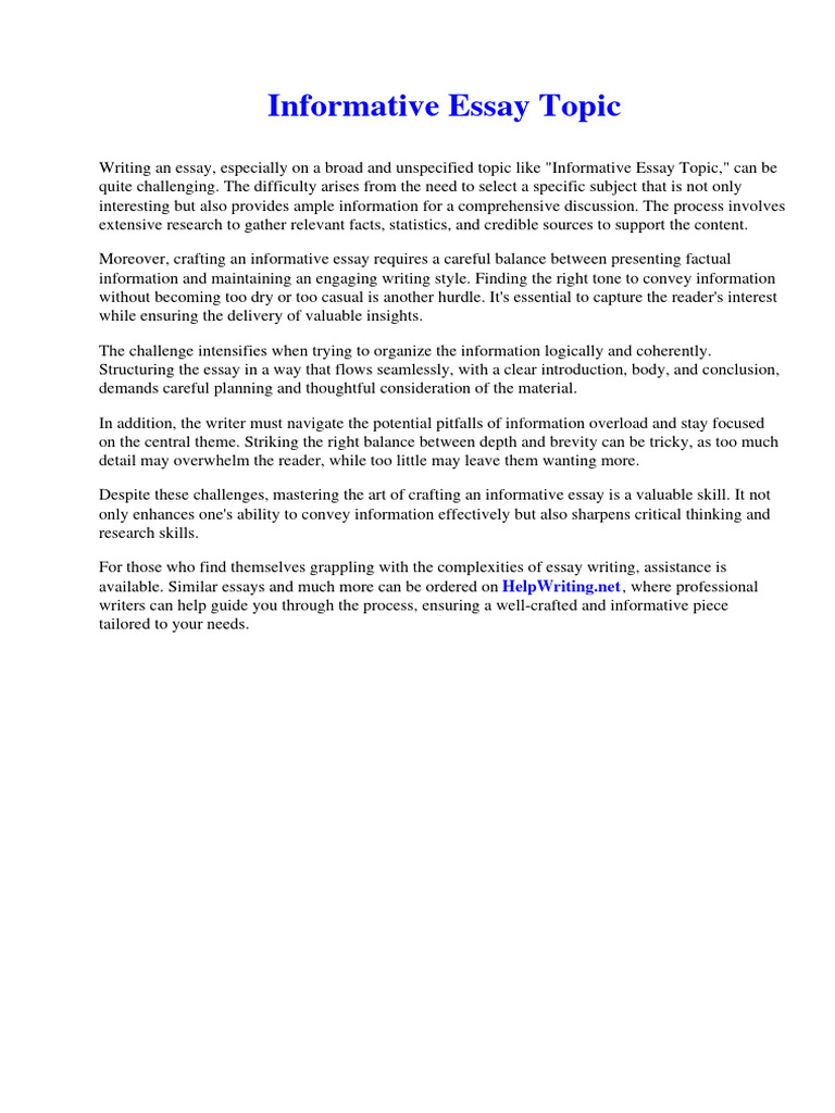 Informative Essay Topic | PDF | Six Sigma | Essays