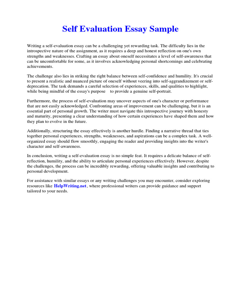 Self Evaluation Essay Sample | PDF | Native Americans In The United ...