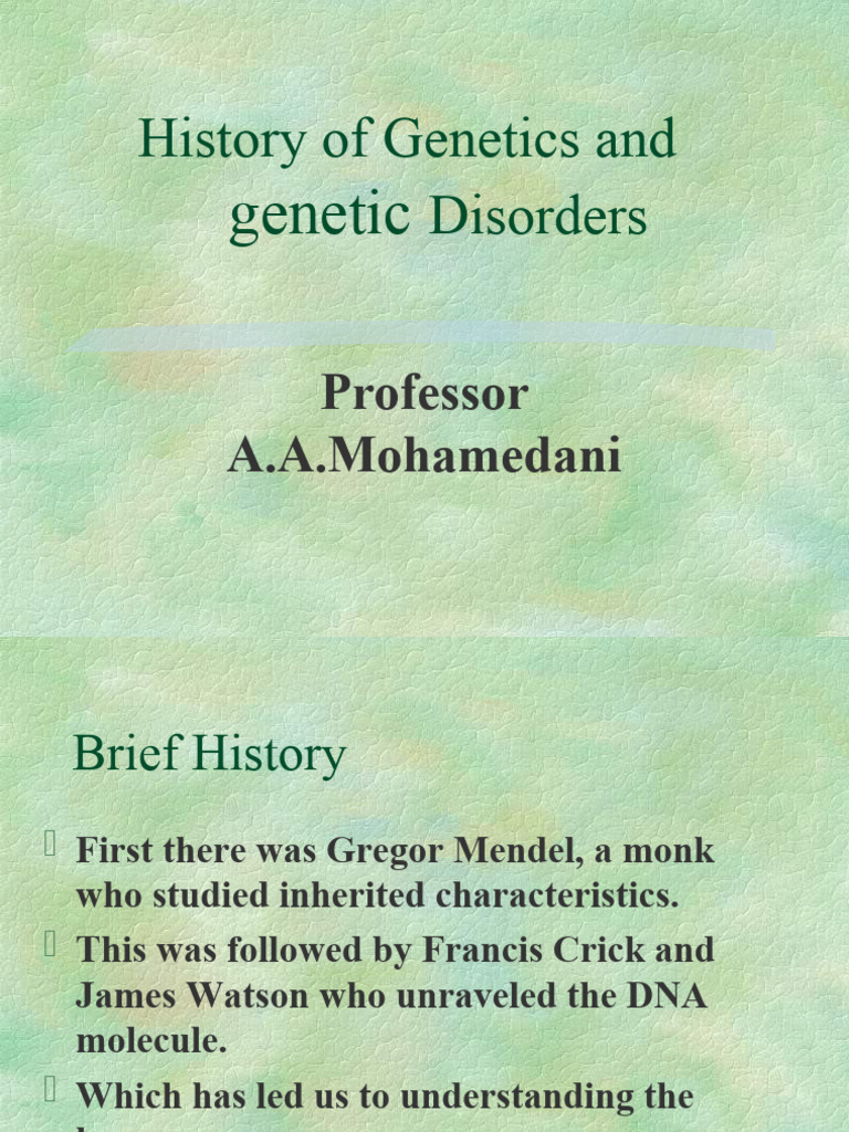 Genetics History and Disorders Overview | PDF | Genetic Disorder ...