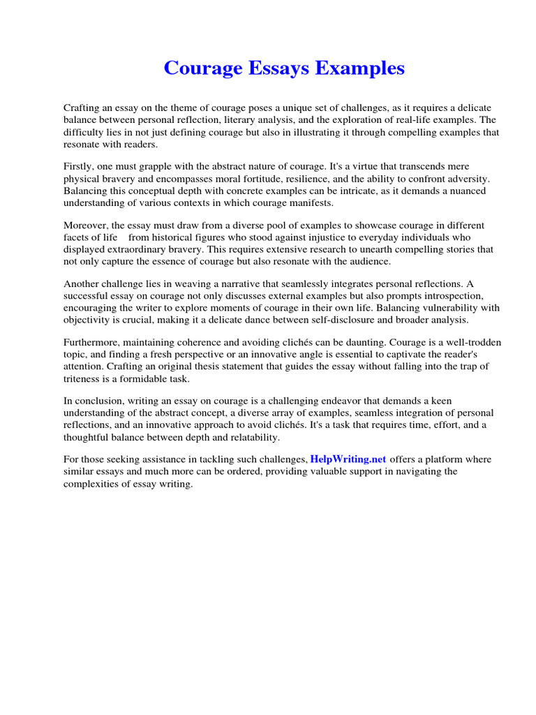 Courage Essays Examples | PDF | Courage | Gospel Of Matthew