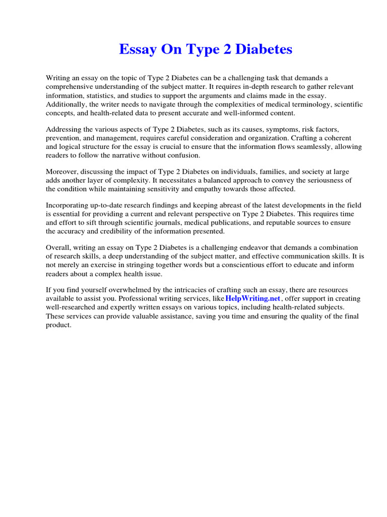 Essay On Type 2 Diabetes | PDF | Essays | Eve
