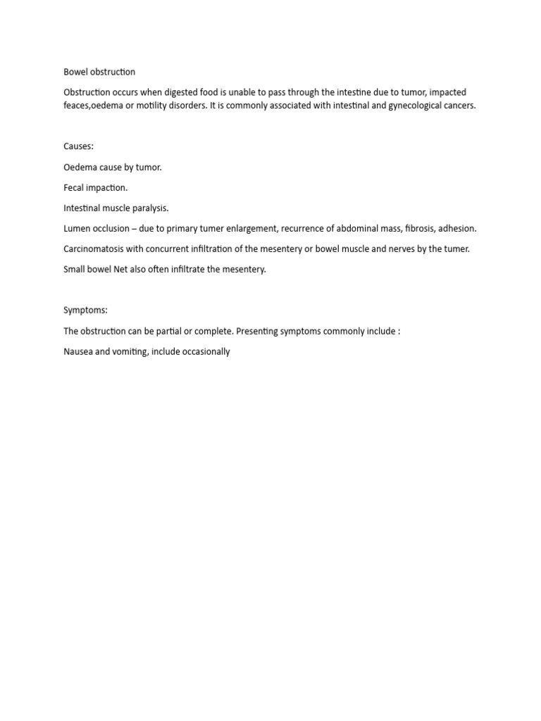 Bowel Obstruction | PDF | Nausea | Gastroenterology