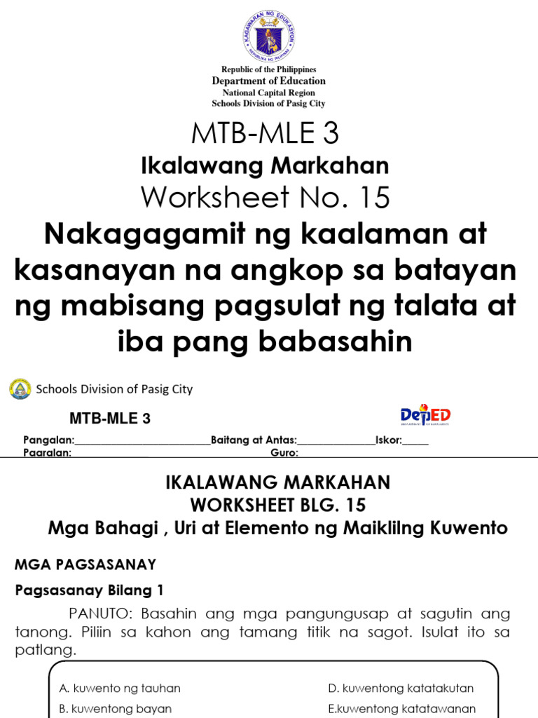 Mtb-Mle 3 q3 DW - 15 | PDF