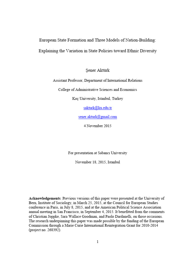 Akturk - 18-11-2015 European State Formation and Three Models of Nation ...