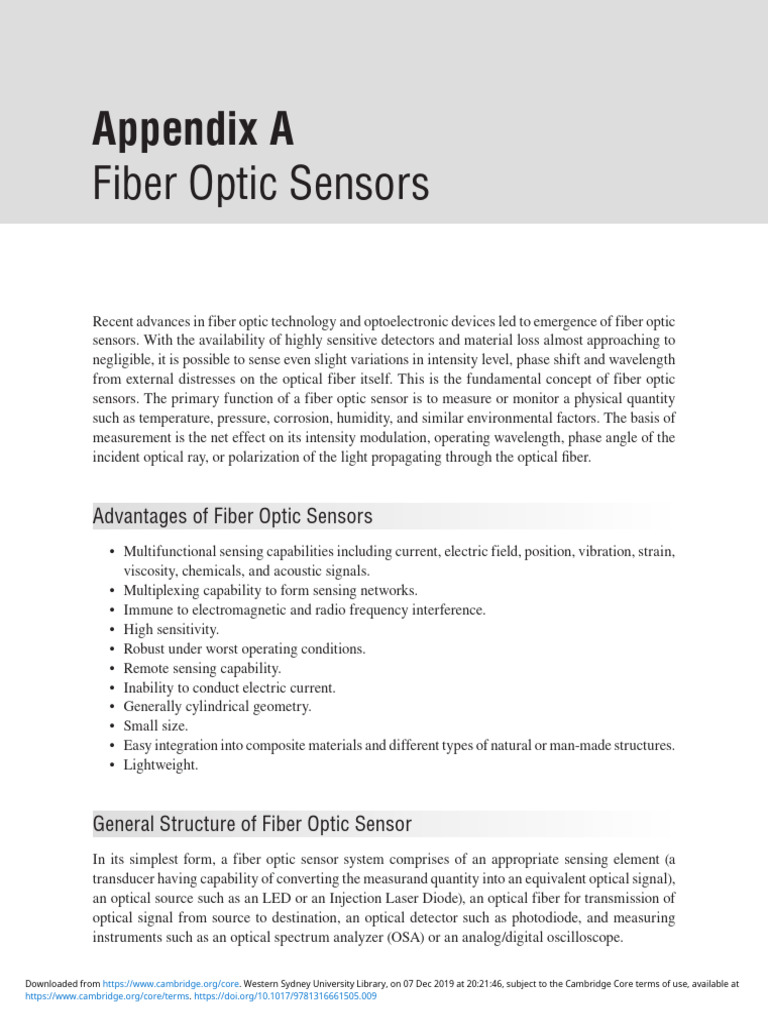 Appendix a - Fiber Optic Sensors | PDF | Optical Fiber | Optics