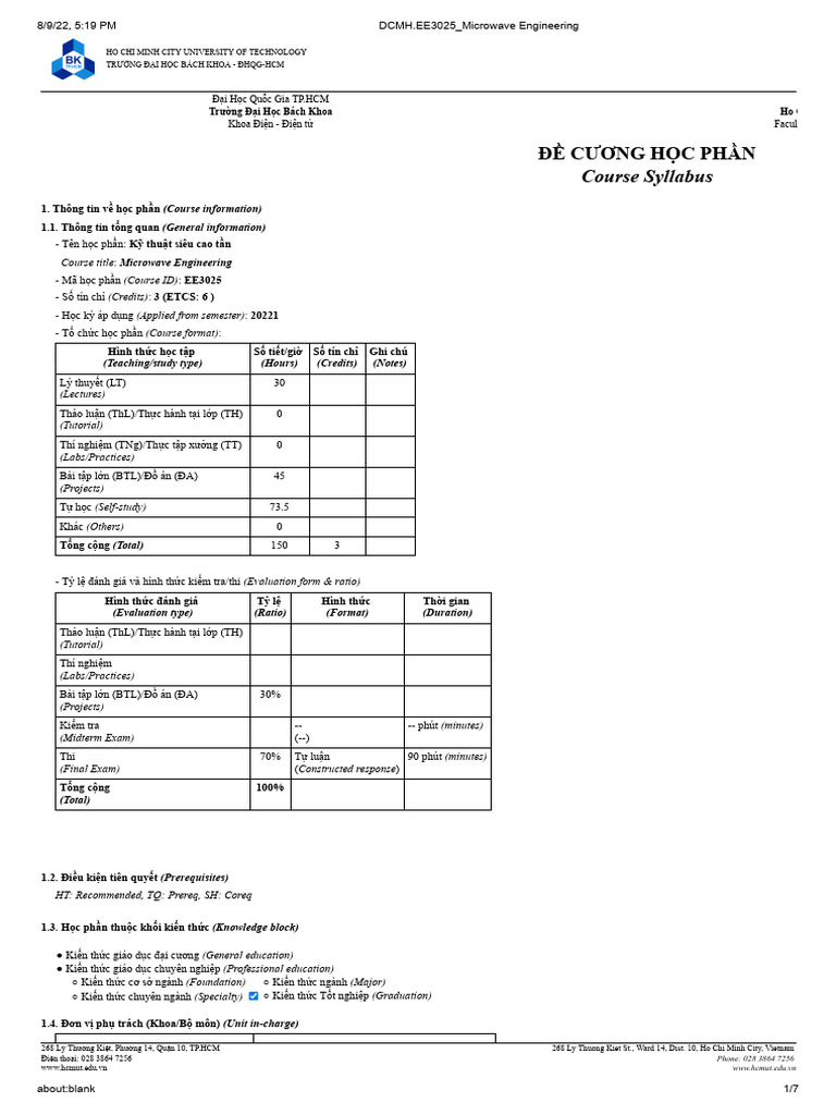 DCMH - Ee3025 Microwave Engineering-2022 | PDF