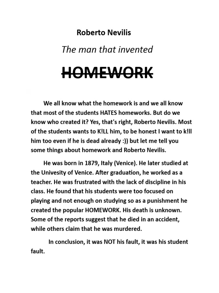 Roberto Nevilis: Inventor of Homework | PDF