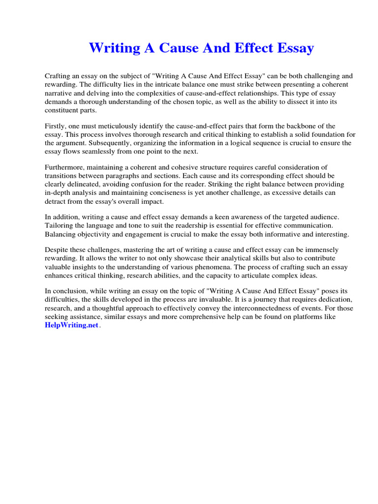 Writing A Cause and Effect Essay | PDF | Intersectionality | Essays