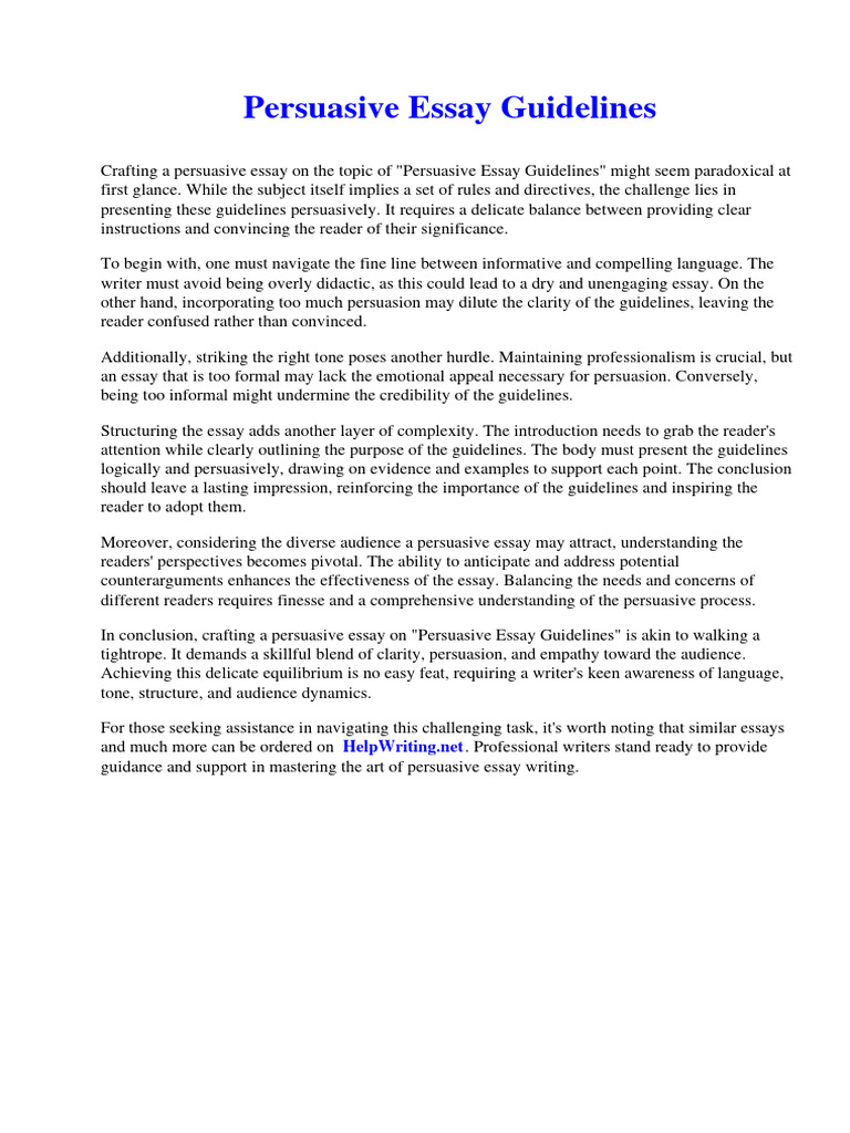 Persuasive Essay Guidelines | PDF | Essays | Obesity Persuasive Essay Guidelines | PDF | Essays | Obesity