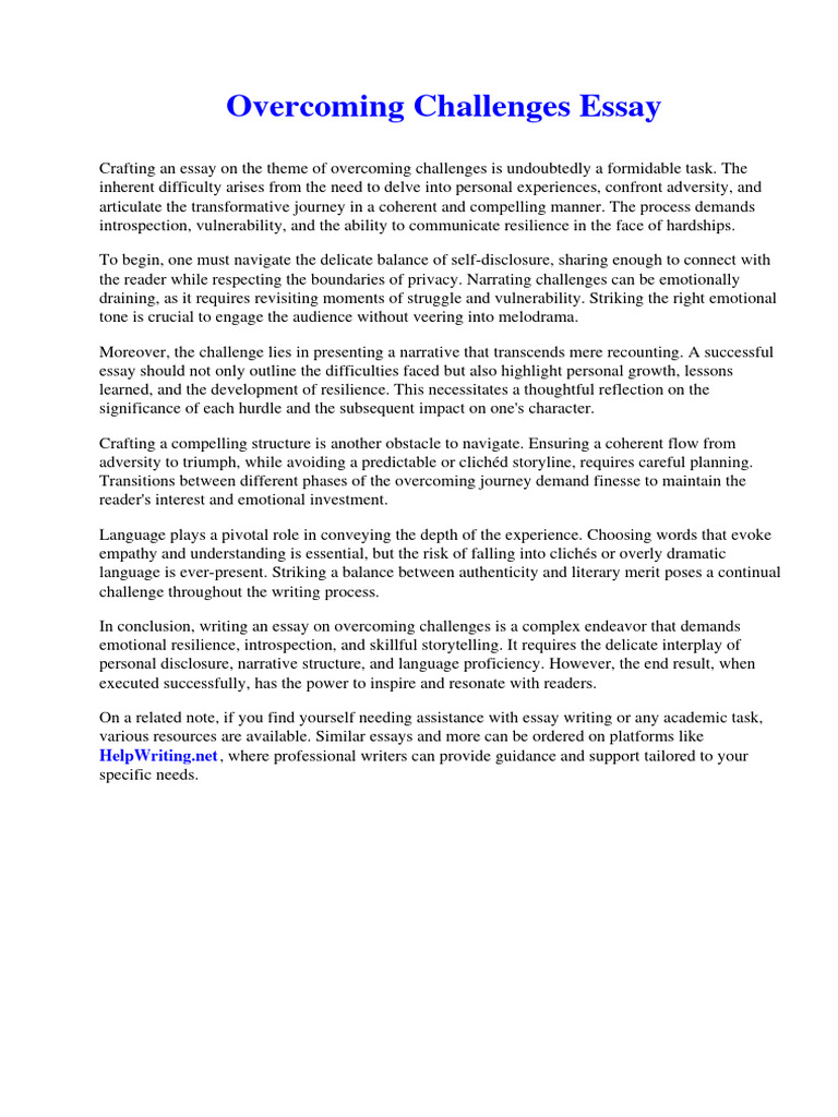 Overcoming Challenges Essay | PDF | United States Bill Of Rights ...