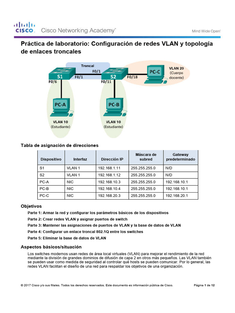 Lab 6.1 - VLAN y Enrutamiento VLAN | PDF | Conmutador de red | Protocolos de internet