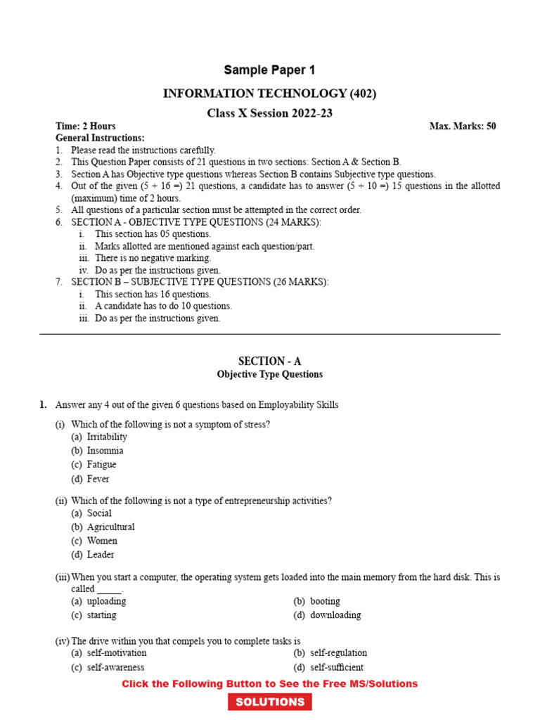 Sample Paper 1 | Download Free PDF | Relational Database | Page Layout