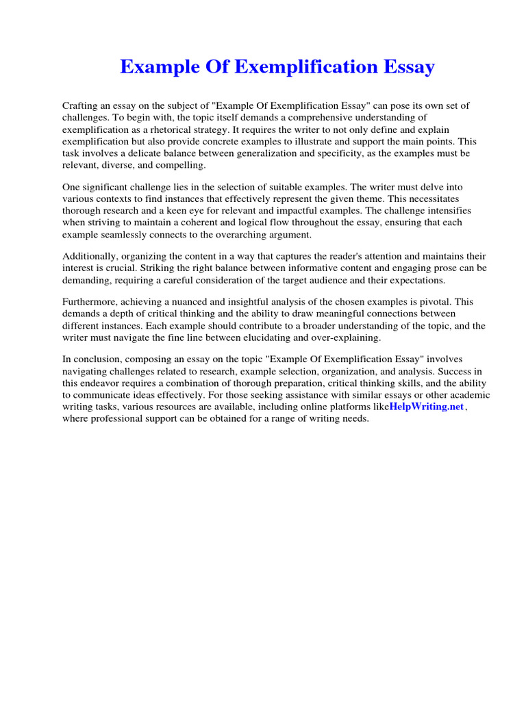 Example of Exemplification Essay | PDF